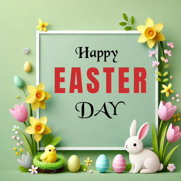 Modèle Green Pastel Easter Day Instagram Post | PosterMyWall