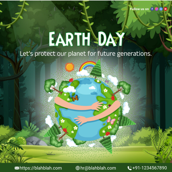 Green Pastel Happy Earth Day Instagram Post Template | PosterMyWall