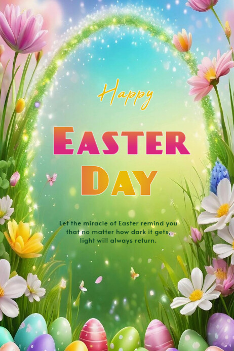 Green Pastel Happy Easter Day Poster Template | PosterMyWall