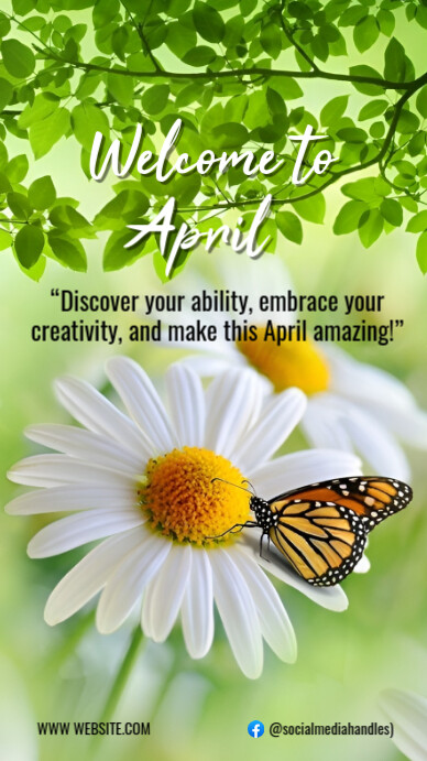 Green Pastel Hello April Instagram Story Template | PosterMyWall