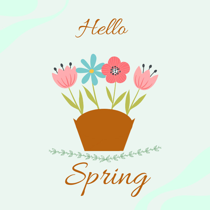 Green Pastel Hello Spring Instagram Post Templat | PosterMyWall