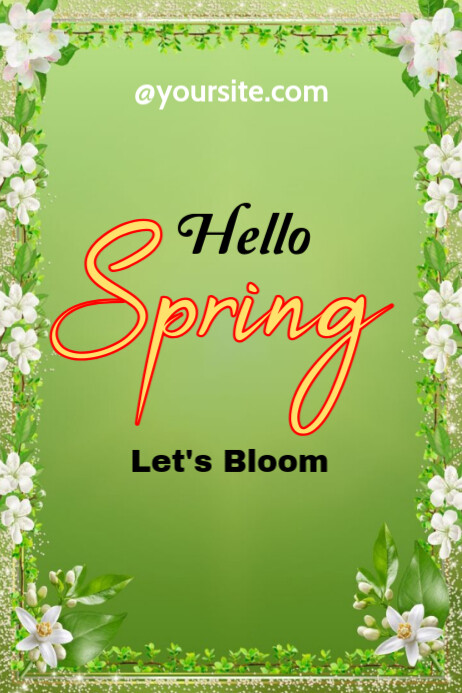 Green Pastel Hellow Spring Poster Template | PosterMyWall