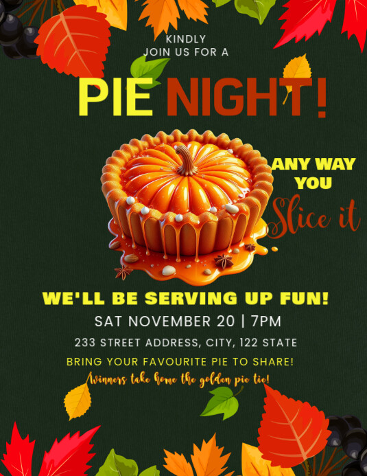 Copy of Green Pie Night Flyer (us Letter) | PosterMyWall