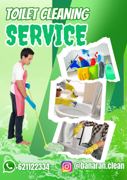 Green Profesional Toilet Cleaning Service A4 Template | PosterMyWall