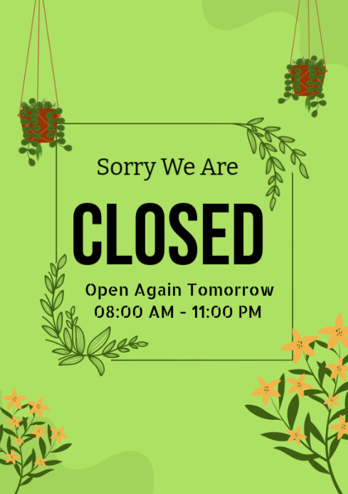 Green Professional Business Closed A4 Templat | PosterMyWall