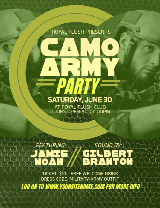 Copy of Green Professional Camo Army Party Flyer (us Letter) | PosterMyWall