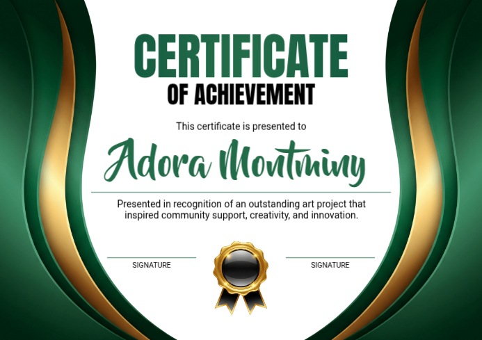 Plantilla de Green Professional Certificate of Achievement A4 ...