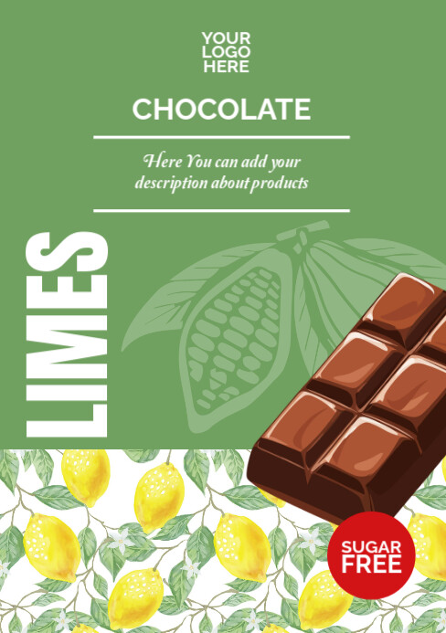 Green Professional Chocalate Packaging Label Design A5 Templat ...