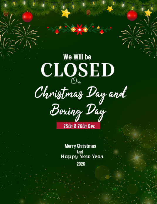 Green Professional Christmas Closure For Organisations Flyer (us Letter ...