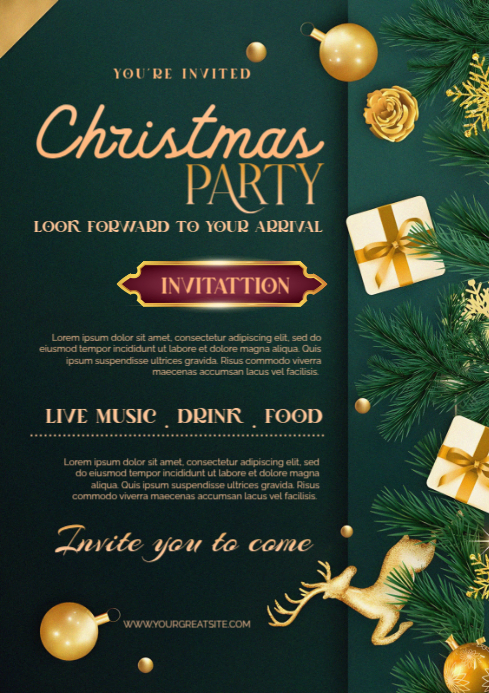 Modèle Green Professional Christmas Party Invitation A4 | PosterMyWall