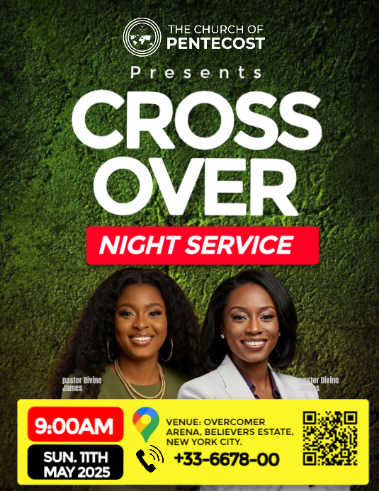 Green Professional Church Cross Over Service Flyer (us Letter) Template ...