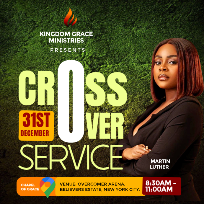 Green Professional Church Cross Over Service Flyers Instagram Post ...