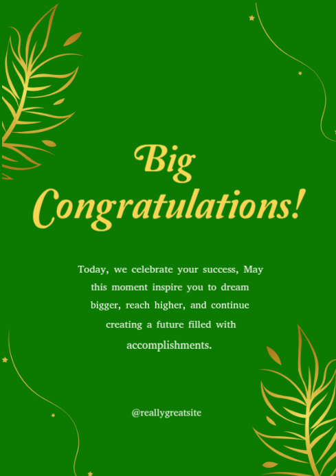 Green Professional Congratulations Post A4 Templat | PosterMyWall