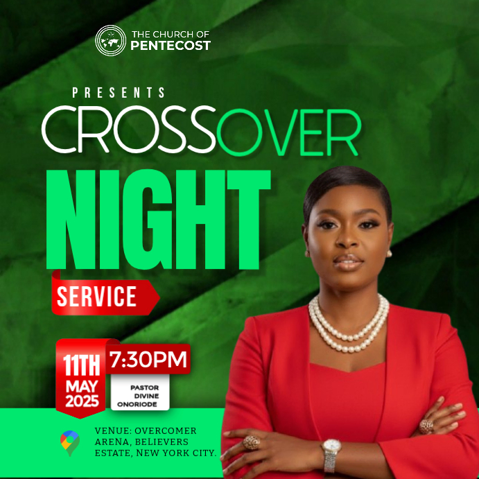 Green Professional Crossover Service Church Instagram Post Template ...