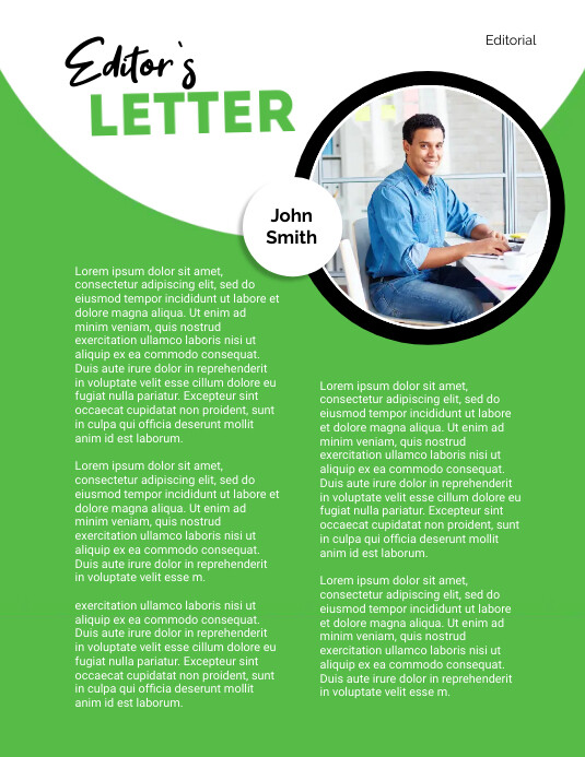 Green Professional Editor's Letter Page Layou Template | PosterMyWall