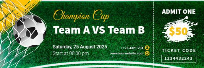 Plantilla de Green Professional Football Ticket Twitter Banner ...