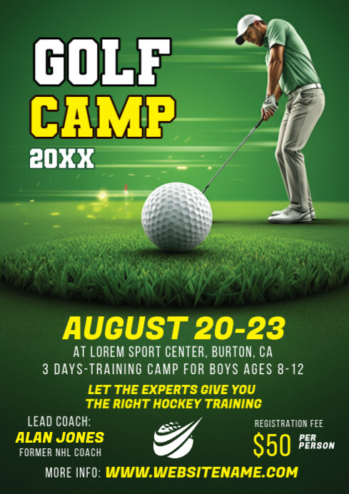 Green Professional Golf Camp Flyer Ad Templete A4 Template | PosterMyWall