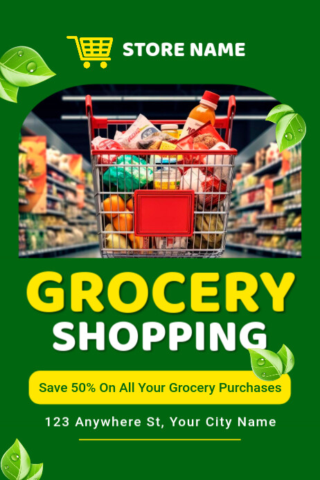 Copy of Green Professional Grocery Shopping Poster | PosterMyWall