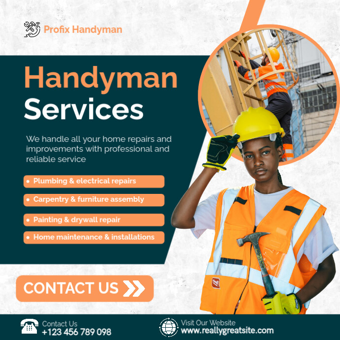 Green Professional Handyman Services Advertisement Template Instagram ...