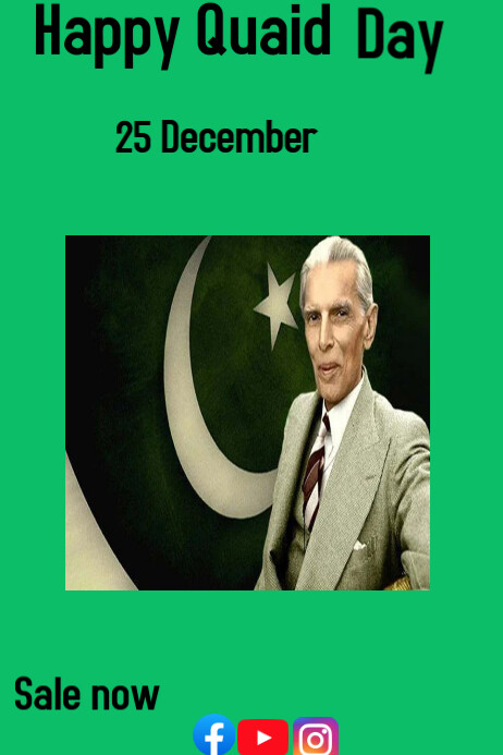 Green Professional Happy Quaid Day Poster Template | PosterMyWall