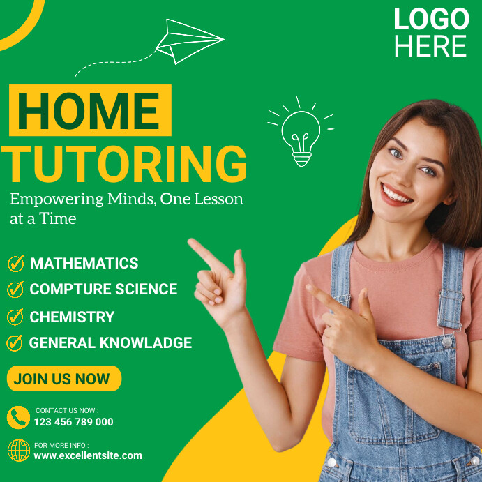 Copy of Green Professional Home Tutoring Instagram Po | PosterMyWall