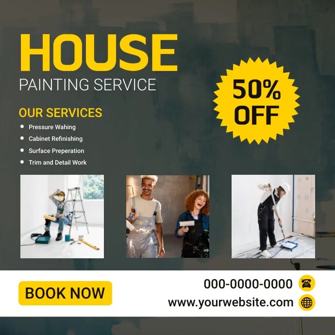 Green Professional House Painting Service Ins Template | PosterMyWall