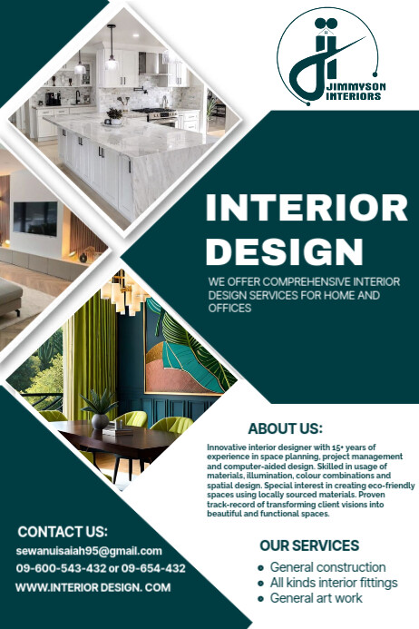 Green Professional Interior Design Promotion Template | PosterMyWall