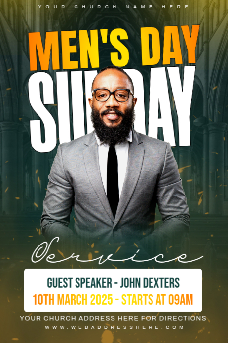 Copy of Green Professional Men's Day Church Service Poster | PosterMyWall