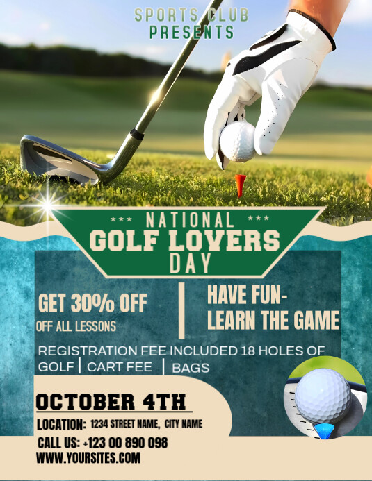 Green Professional National Golf Lovers Day Flyer (us Letter) Template ...