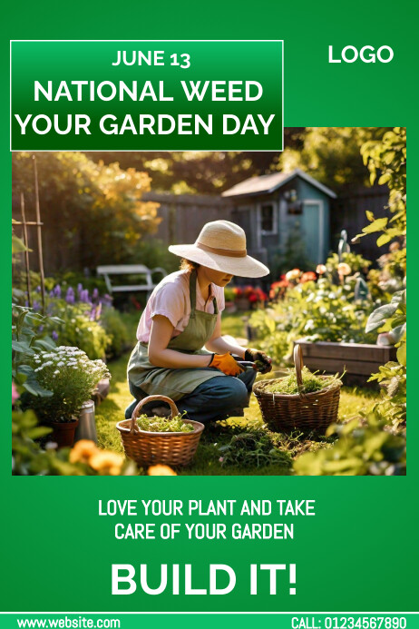 Green Professional National Weed Your Garden Template | PosterMyWall