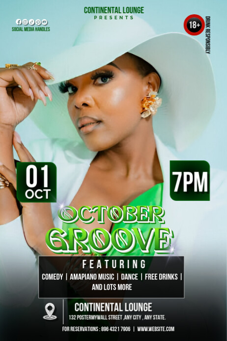 Green Professional October Groove Poster Template | PosterMyWall