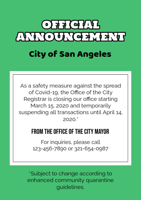 Green Professional Official Announcement Notification Posters A4 ...