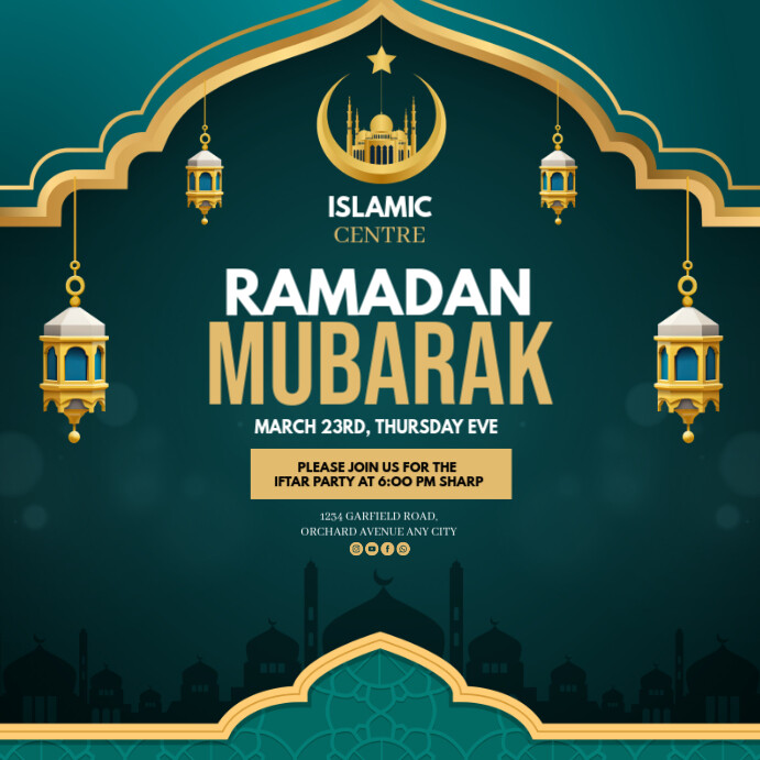 Green Professional Ramadan Invite Template Instagram Post | PosterMyWall