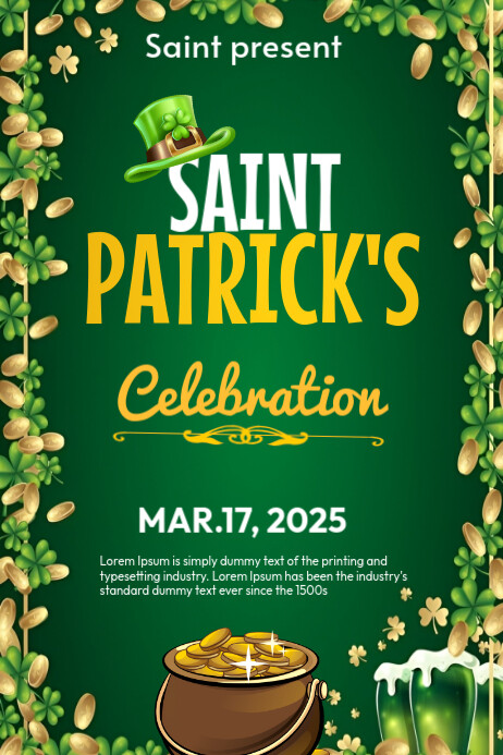 Green Professional Saint Patrick Day Celebration Poster Template ...