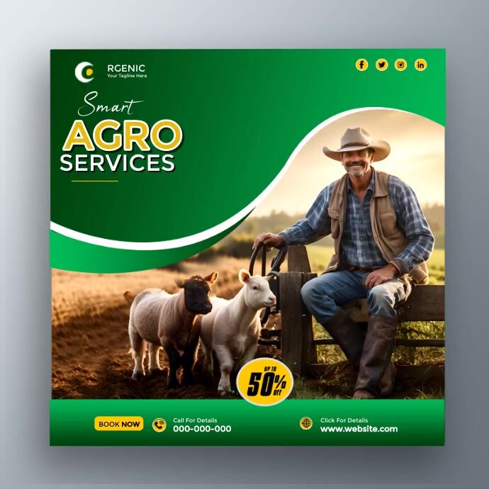 Copy of Green Professional Smart Agro Services Insta | PosterMyWall