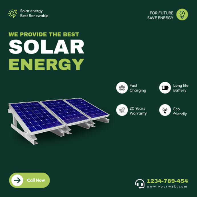 Copy of Green Professional Solar Energy Ads Poster Template Square (1:1 ...