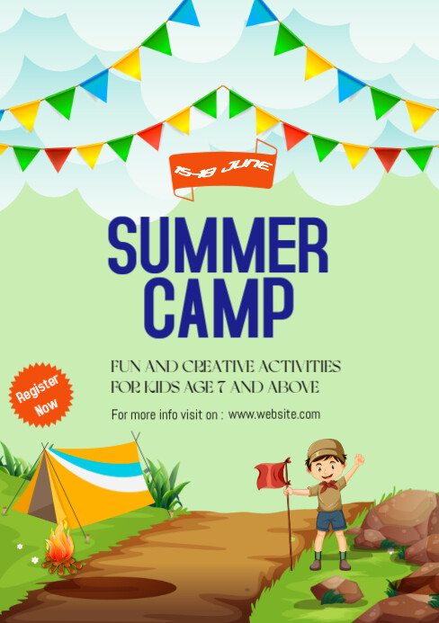 Green Professional Summer Camp Flyer A5 Template | PosterMyWall
