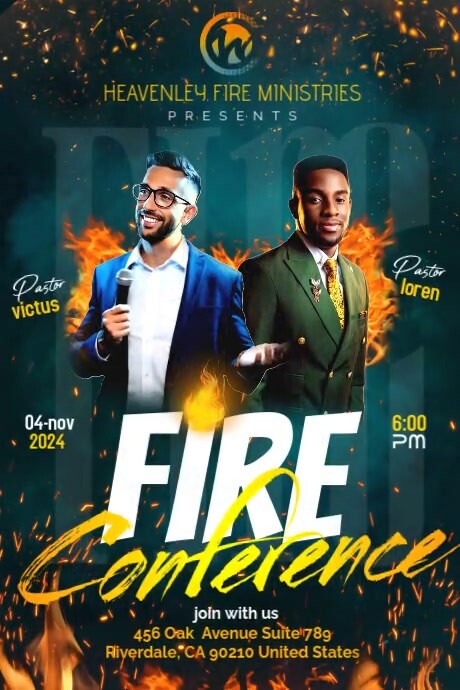 Plantilla de Green Professional Sunday Fire Conference Service Poster ...