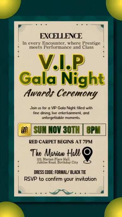 Green Professional Vip Gala Night Invitation Instagram Story Templat ...