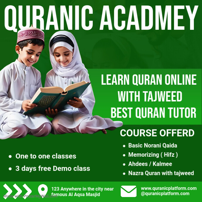 Green Quranic Academy Instagram Post Template | PosterMyWall