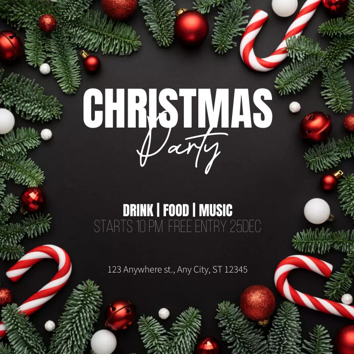 Green Red & White Simple Christmas Party Virt Template | PosterMyWall