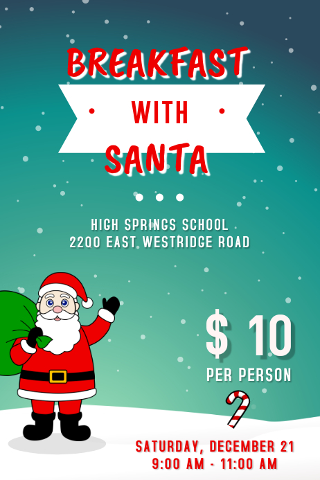 Green Santa Breakfast Poster Template | PosterMyWall