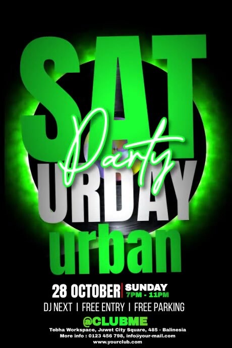 Green SaturdayParty Template | PosterMyWall