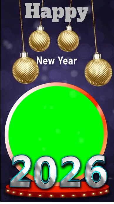 Green Screen Happy New Year 2026 Photo Frame Template | PosterMyWall