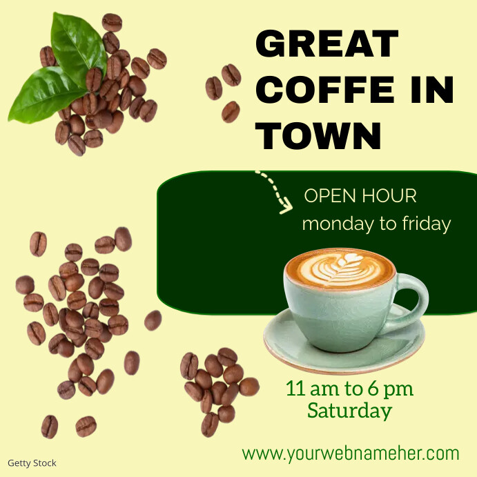 Plantilla de Green Simple Open Hours Coffee Shop Instagram | PosterMyWall