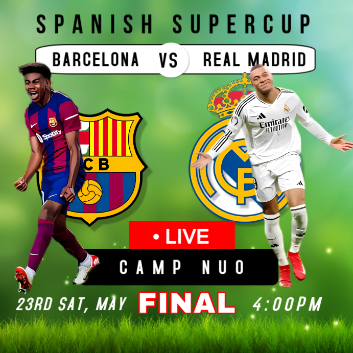 Green Spanish Supercup Final Instagram Post Template | PosterMyWall