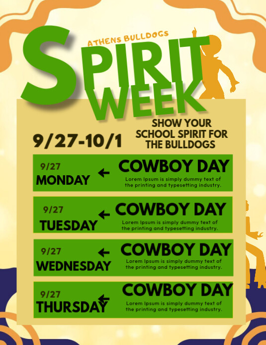 Copy of Green Spirit Week Schedule | PosterMyWall