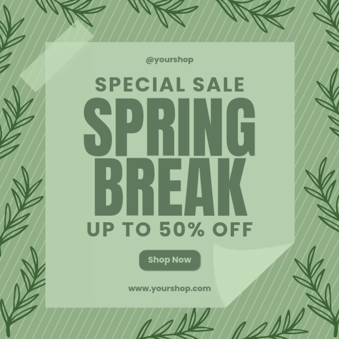 Green Spring Break Super Sale Instagram Post Template | PosterMyWall