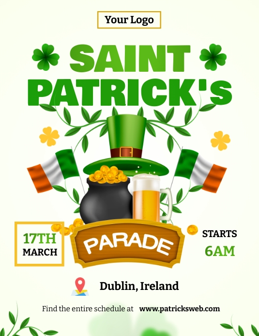 Green St Patricks's Parade Flyer Template | PosterMyWall