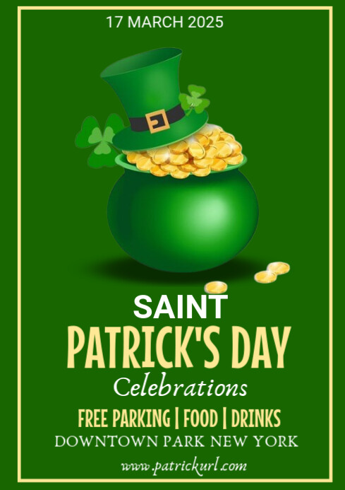 Green St Patricks Day Post A4 Template | PosterMyWall